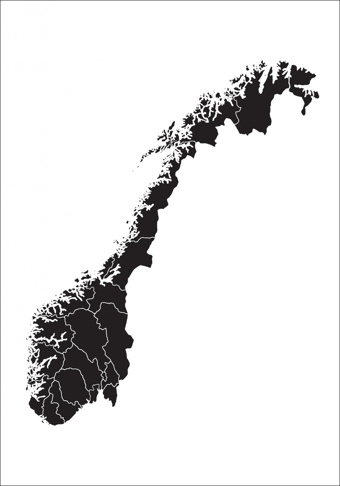 Køb Kort - Norge - Sort Plakat her - BGA.DK