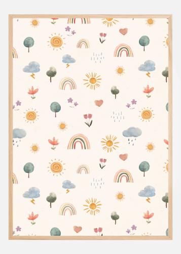 Køb Seasonal Stickers Pattern Plakat her - BGA.DK