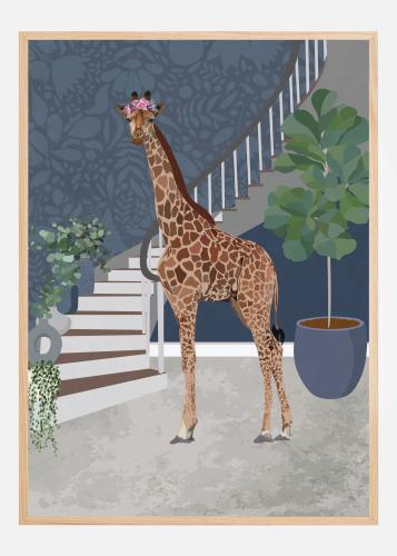 Køb Giraffe by the stairs Plakat her - BGA.DK