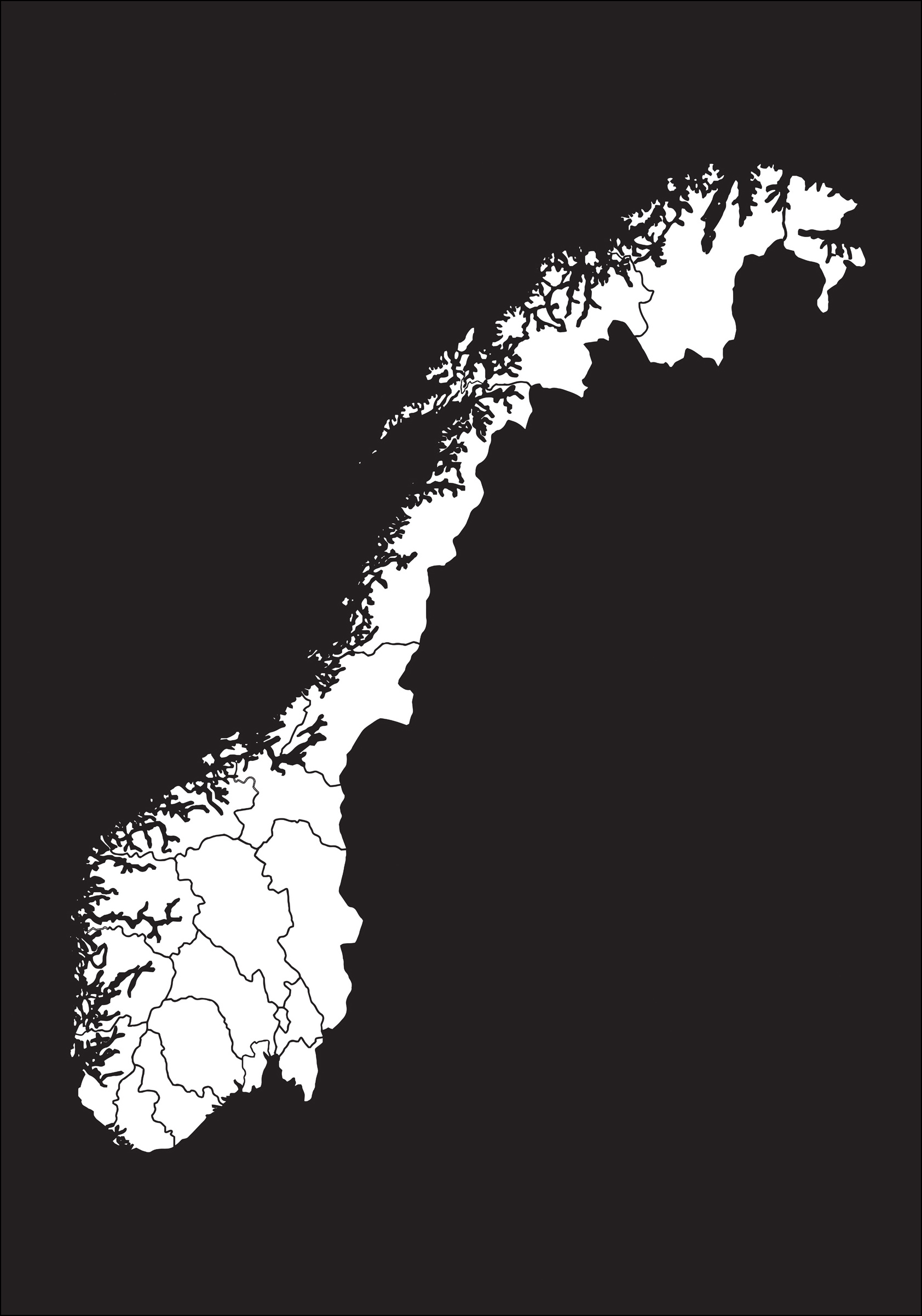 Køb Kort - Norge - Hvid Plakat her - BGA.DK